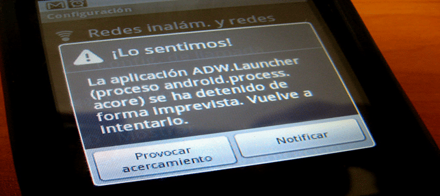 Solución al error de “Se ha detenido la aplicación ...” en Android Solución al error de “Se ha detenido la aplicación ...” en Android